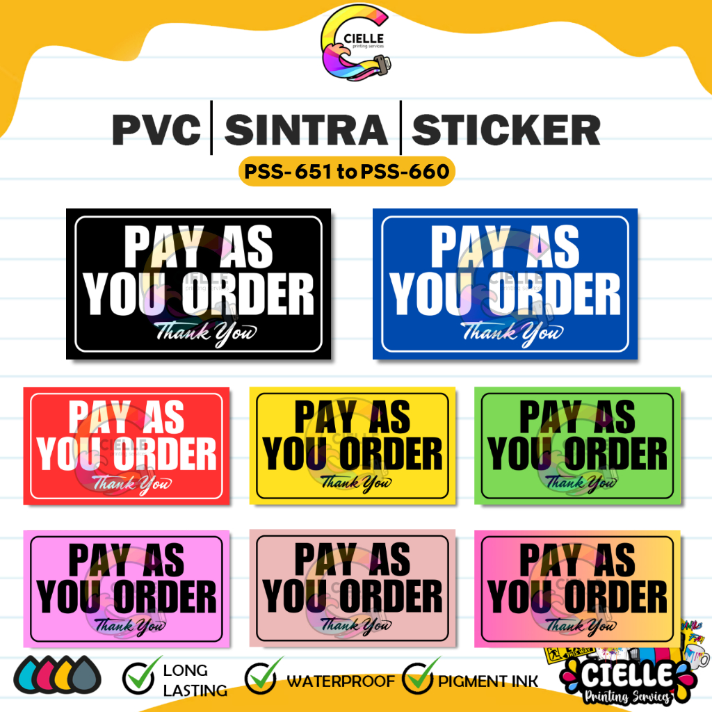 PVC │ SINTRA │ STICKER SIGNAGES (PSS-651 to PSS-660) - PAY AS YOU ORDER ...