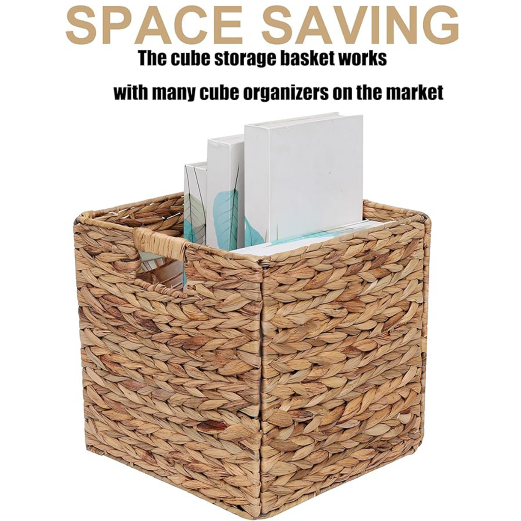 Rattan Cube Storage Basket Large Hand Woven Collapsible Storage Box for ...