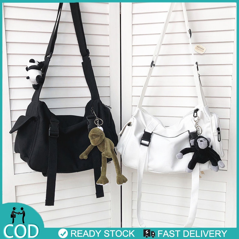 Unisex Japanese Harajuku Canvas Sling Bag Sports Hip-hop Bags For Women ...