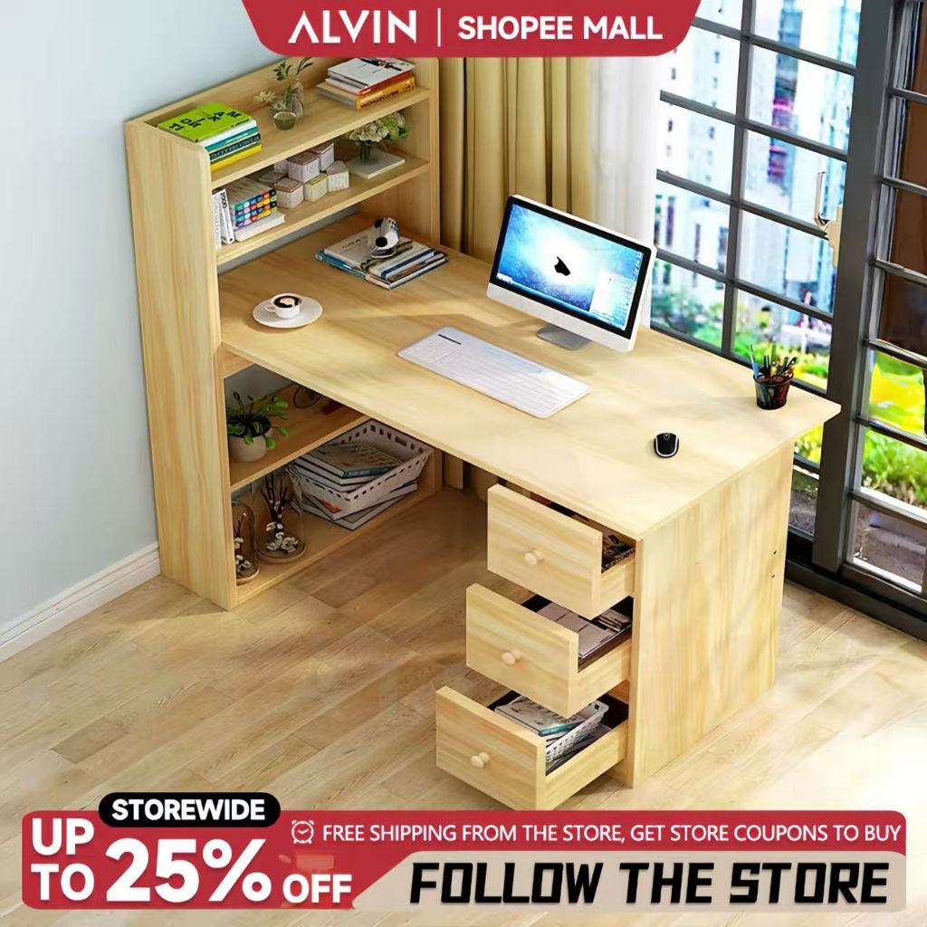 ALVIN Desk Bookshelf Combination Study Table Writing Table Bookcase One ...