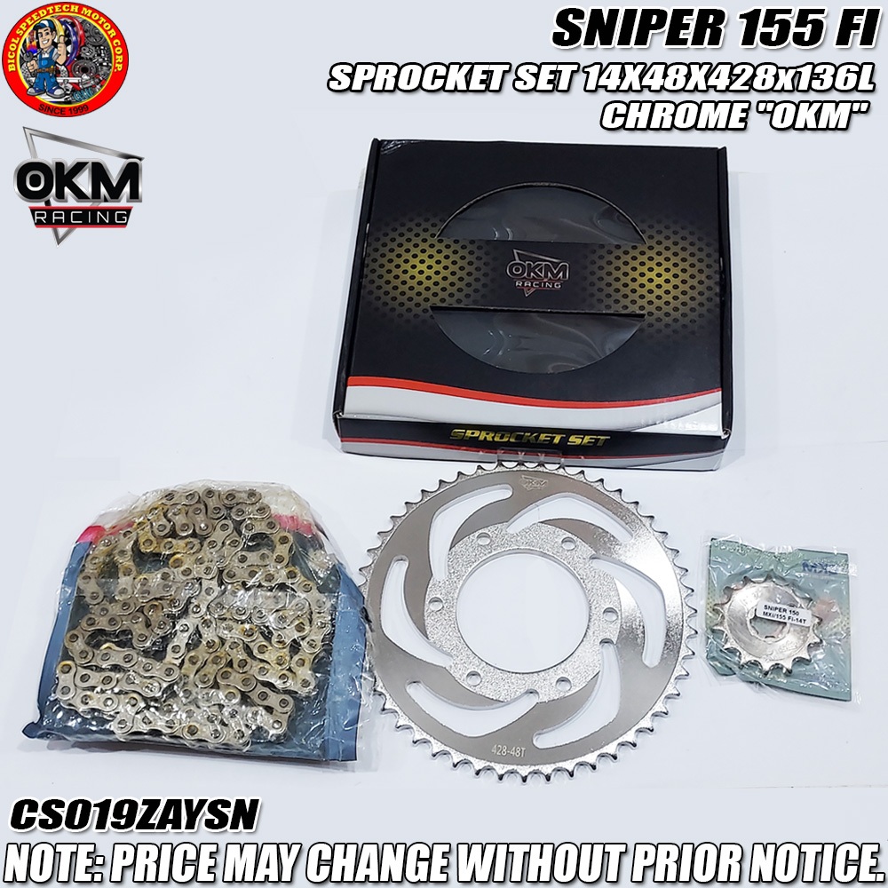 SNIPER 155 FI SPROCKET SET 14X48X428x136L CHROME "OKM" (CS019ZAYSN ...