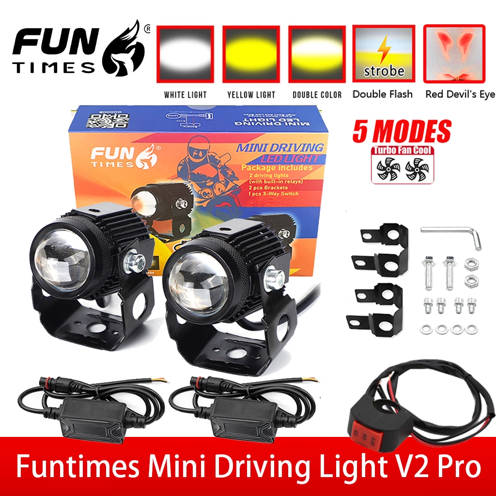 2PCS Fan Cool Mini Super bright Driving Light V2 Pro Mdl With Realy Led ...