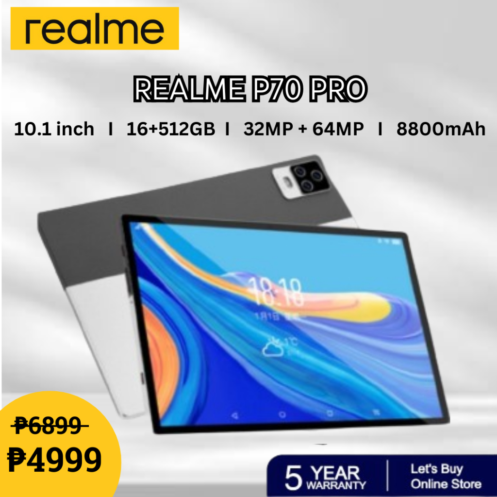 Realme Pad P70 12 inch Android 12.0 (16GB RAM + 512GB ROM) 4G LTE WiFi 5G Tablet 5 Year Warranty ...