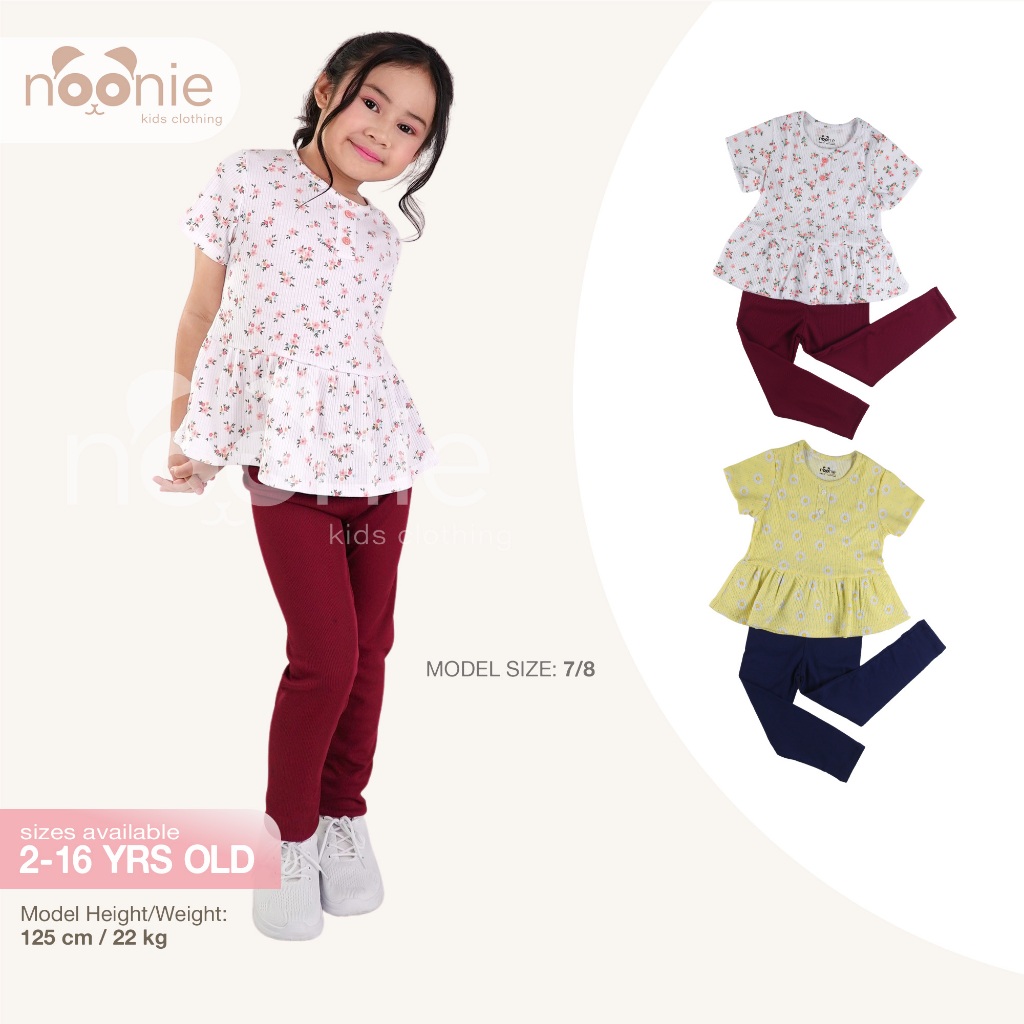 Noonie - Girls Sets (2-16yo) - Cotton Peplum Blouse & Leggings - Terno ...