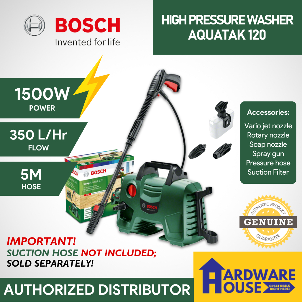 ORIGINAL BOSCH Aquatak 120 AQT High Pressure Washer Power Sprayer Set ...