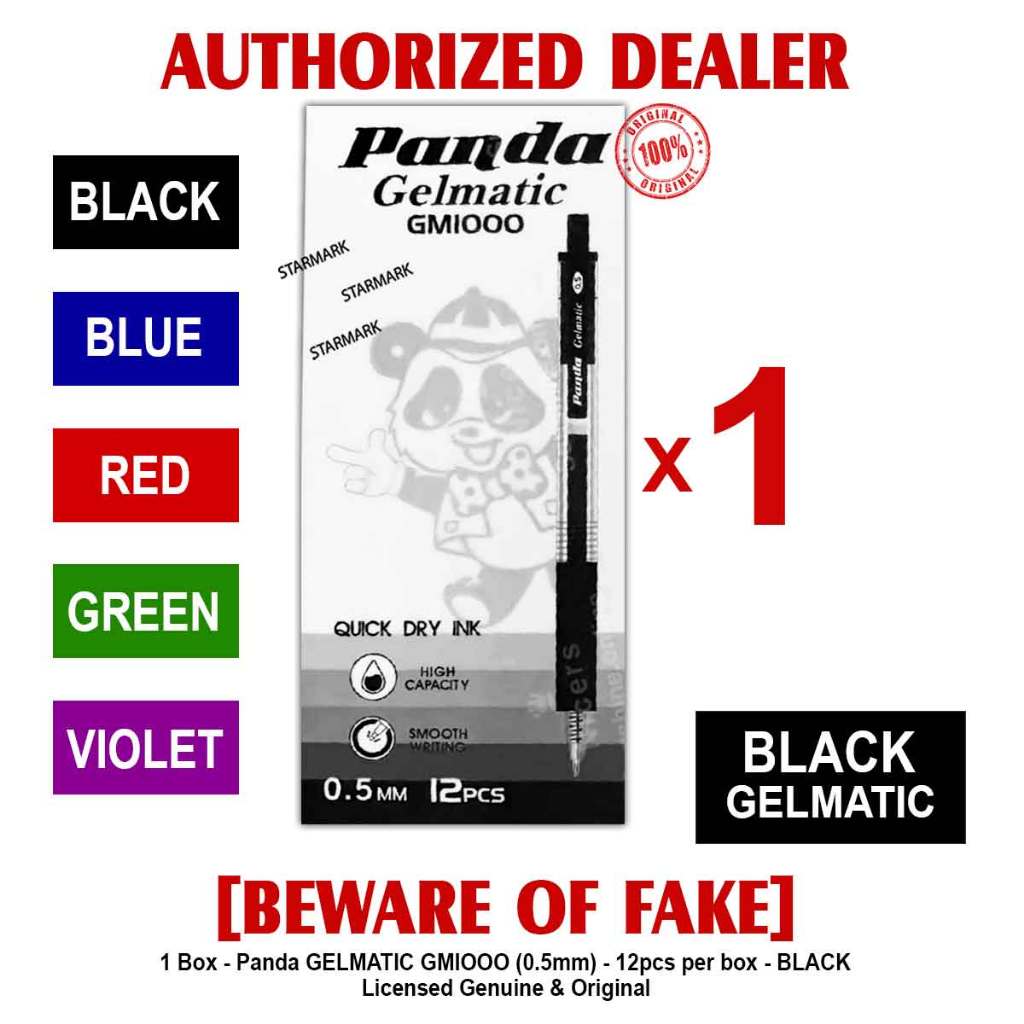 Panda GELMATIC GMI000 Gelpen Gelpens Gel Pen Pens 12's ALL Colors Black ...