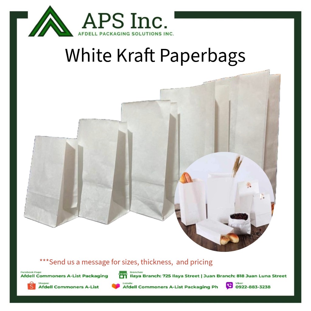 White Paper Bag Kraft Bags S o s Supot 100pcs 50gsm - 55gsm Take Out ...