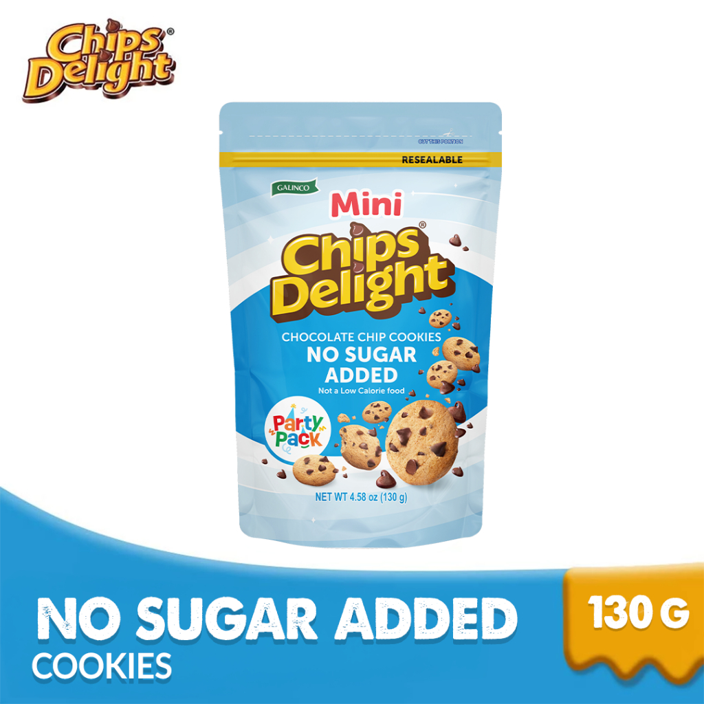 Chips Delight Mini No Sugar Added Chocolate Chip Cookies 130g | Shopee ...
