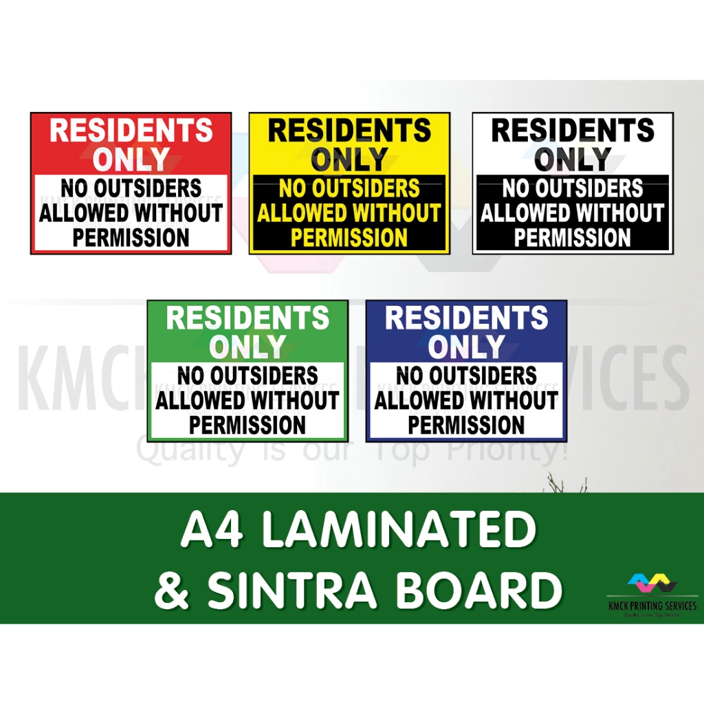 Residents Only No Outsider Allowed Signs | Shopee Philippines