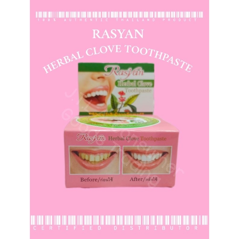 Genuine Thailand Rasyan Herbal Clove Toothpaste (Overall Whitening ...