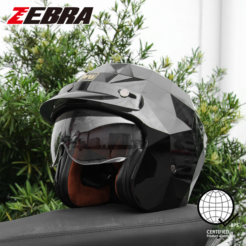 ZEBRA 715 DIAMONDS Half Face Helmet Motorcycle single Visor for women ...
