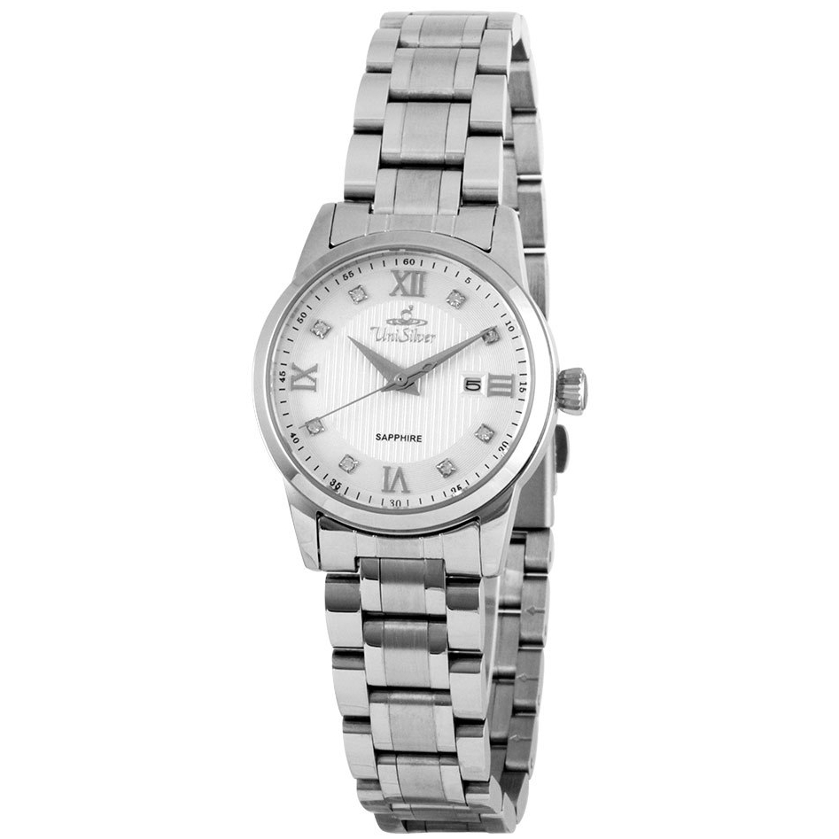 UniSilver TIME Women's Silver / White Sapphire Analog Stainless steel ...