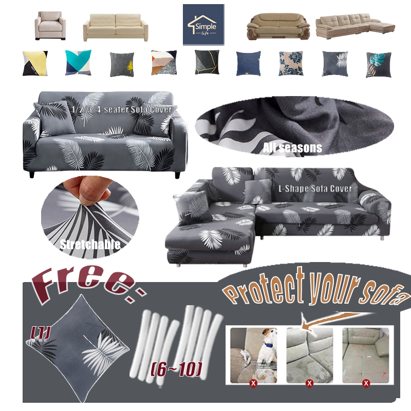 Universal Sofa Cover Set Stretchable Armless I Shape 1/2/3/4 Seater L ...