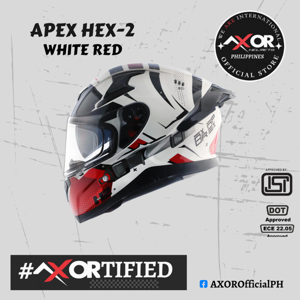AXOR APEX HEX-2 WHITE RED + FREE PINLOCK ANTIFOG LENS + FULL FACE ...
