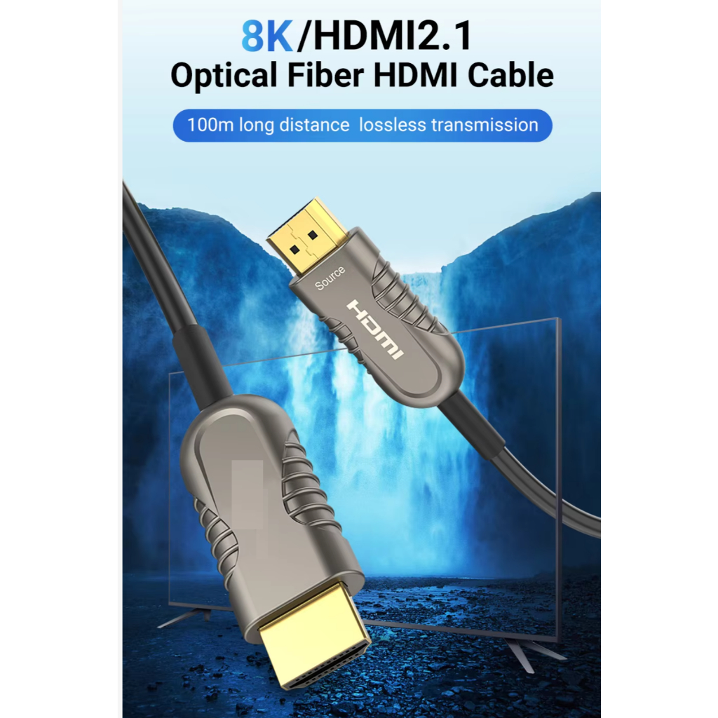 4K 8K HDTV UHD HDMI 2.0 2.1 FIBER OPTIC CABLE 10M 15M 20M 30M 40M 50M ...