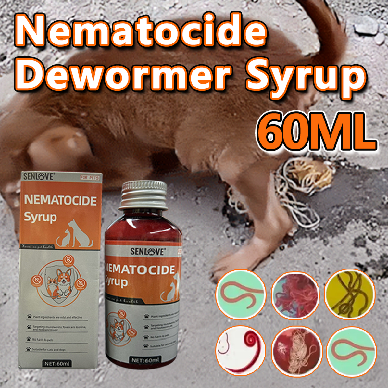 SENLOVE Nematocide Syrup Dewormer for Dogs & Cats Puppies Kittens 60ml | Shopee Philippines