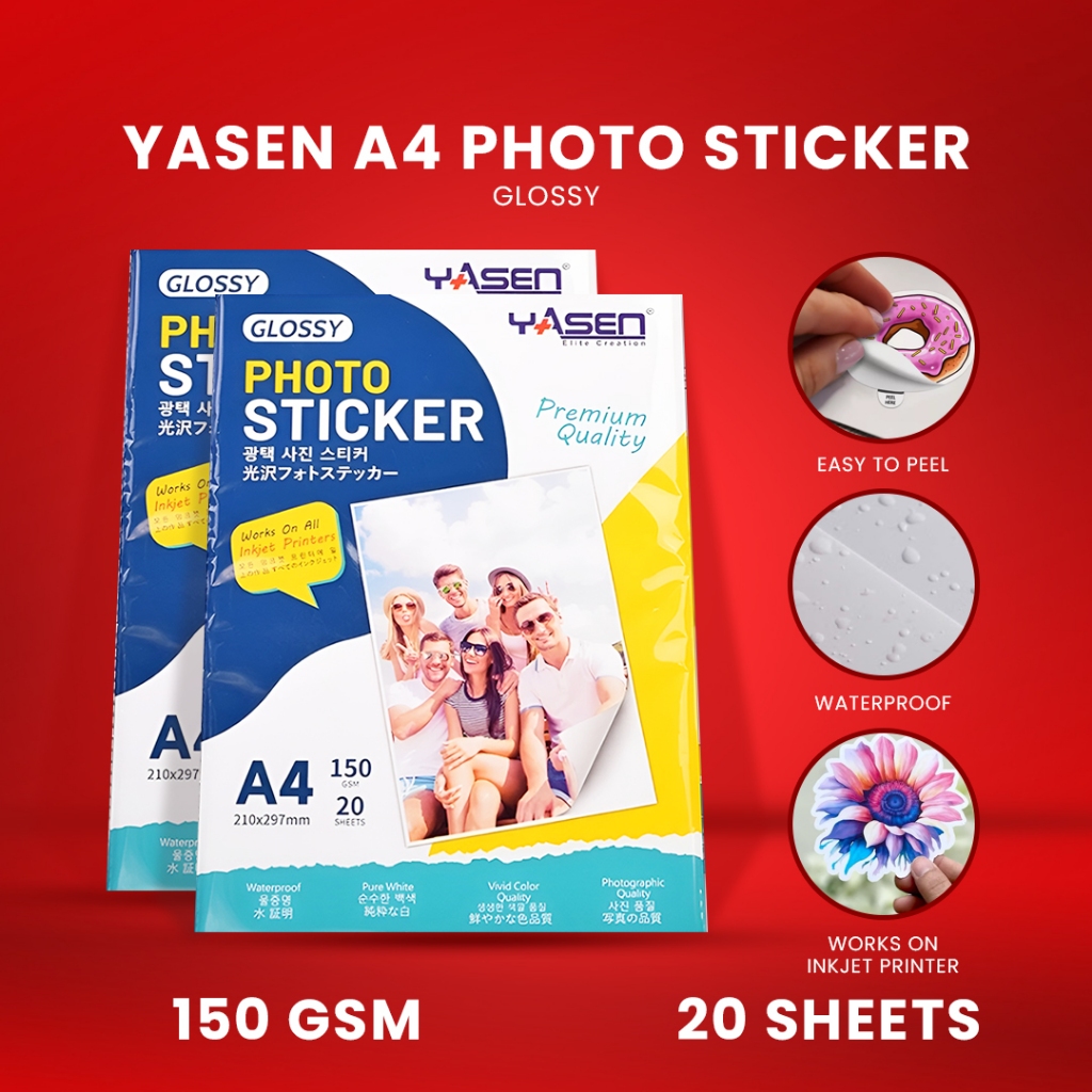 Yasen A4 Photo Sticker Glossy & Matte (20 Sheets) 90g 135g 150g ...