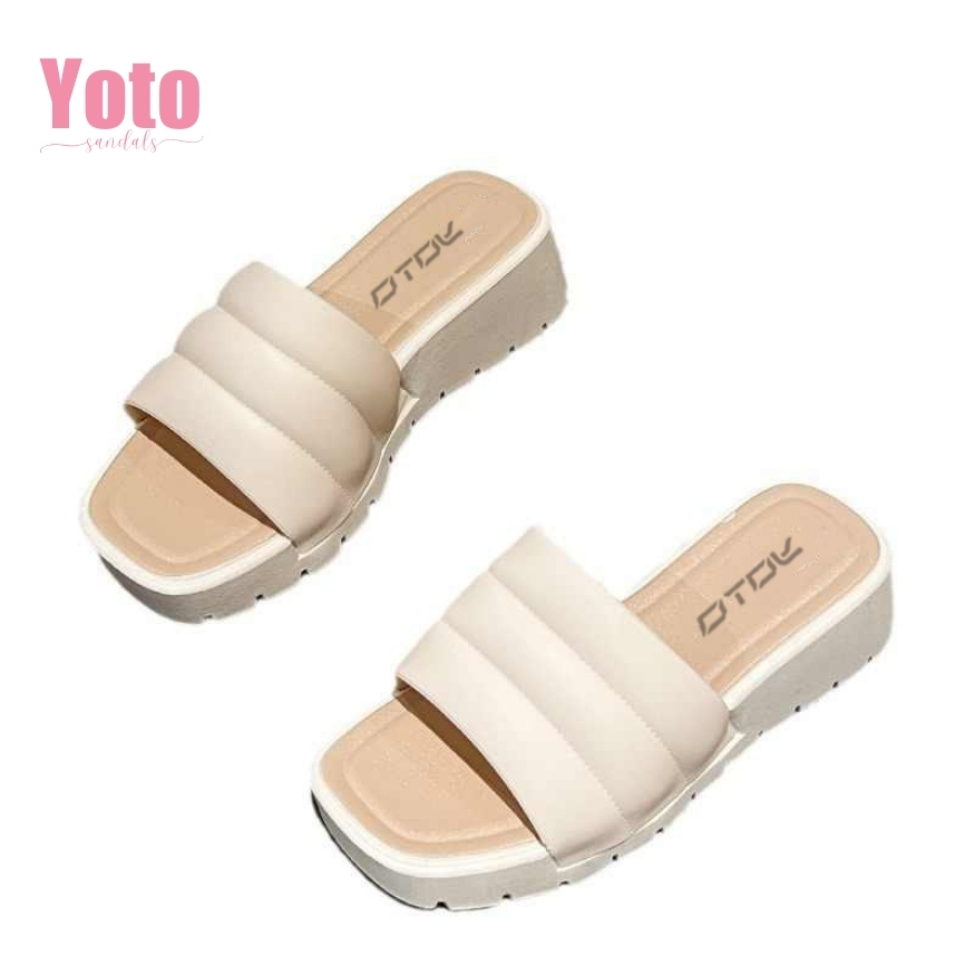 YOTO Wedge Rubber Slip On Slipper Casual Neutral Color Platform Sandals ...