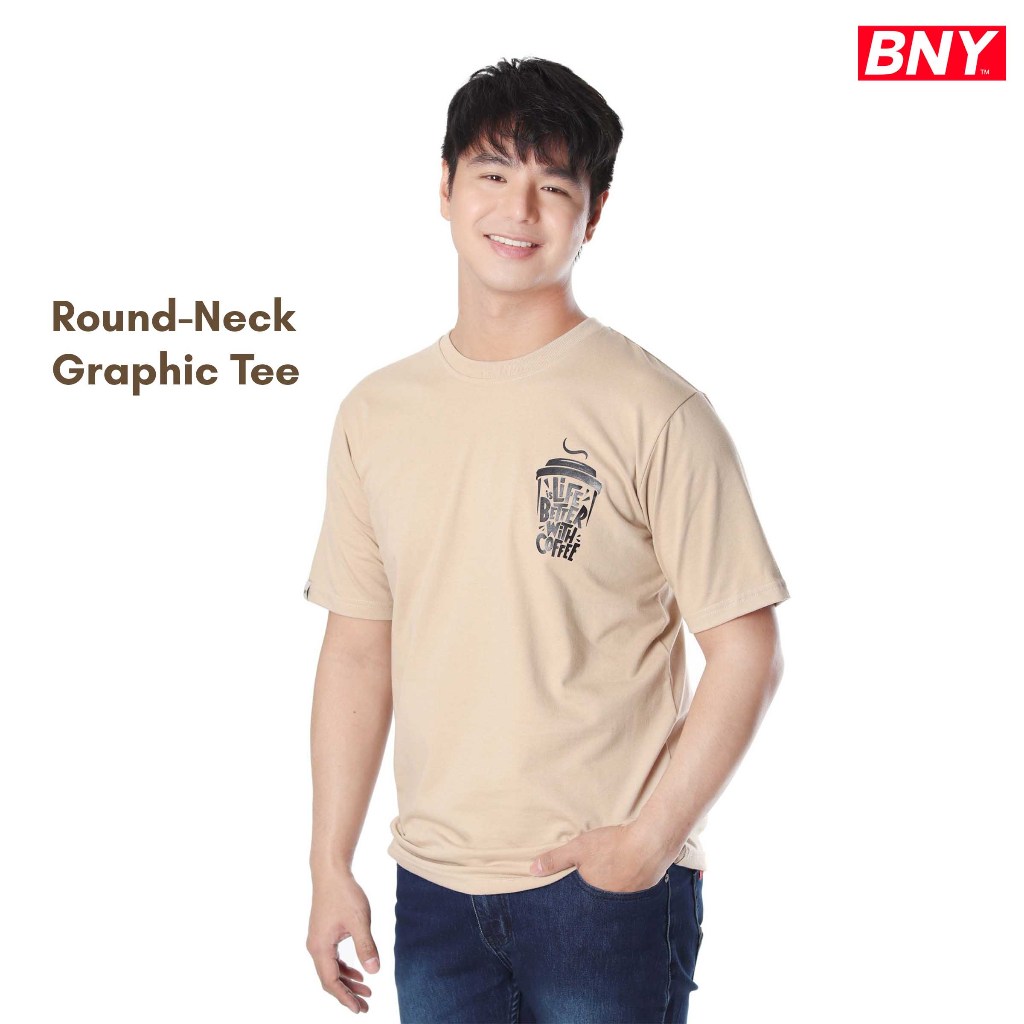BNY Men's Round Neck Graphic Tee (071) | Shopee Philippines