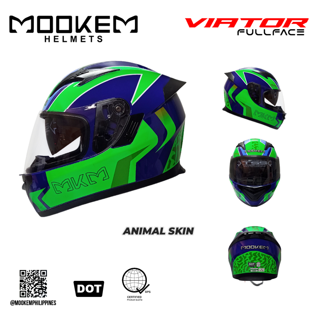 Mookem Helmets - Fullface Helmet - Viator ANIMAL SKIN - Z006 with FREE ...