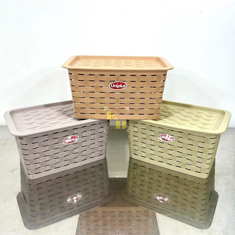 #8861 Morandi Plastic Stackable Rattan Basket (Random Color) | Shopee ...