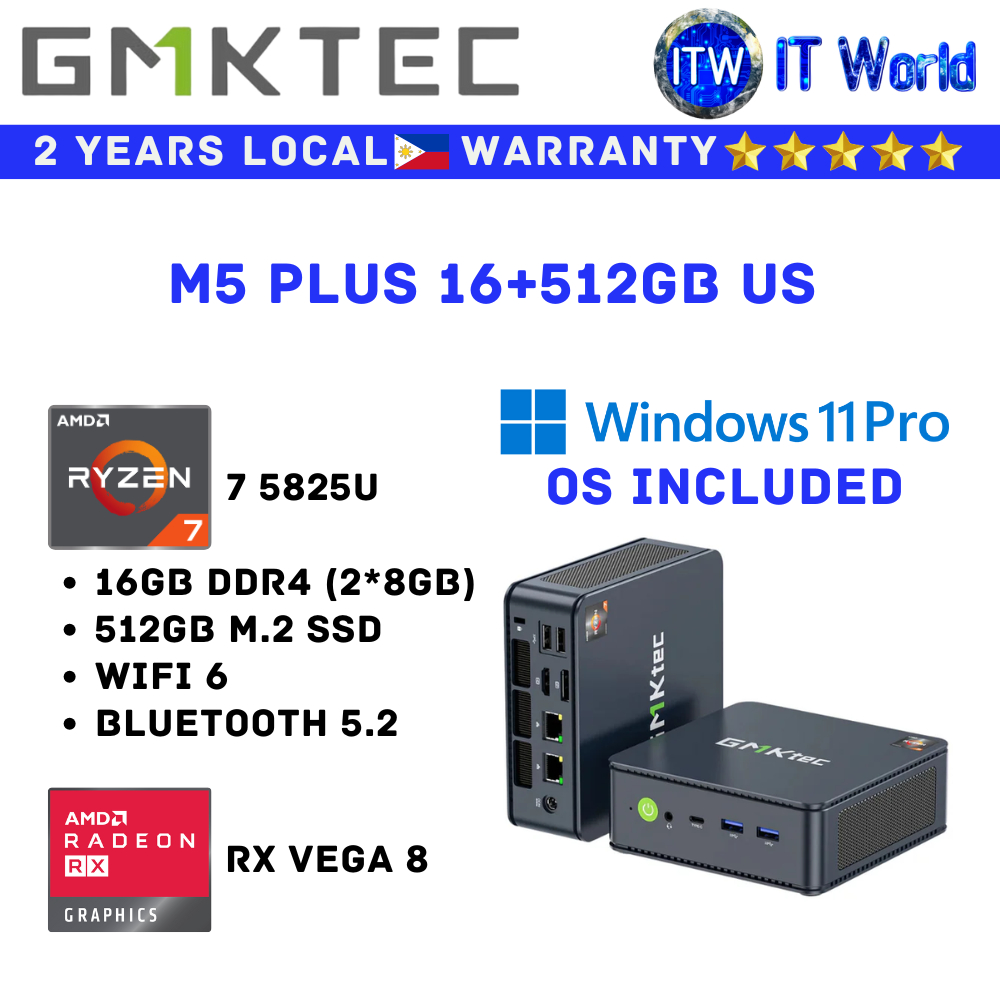 GMKtec Mini PC All in One Desktop M5 PLUS R7 5825U 16+512 (M5 PLUS 16 ...