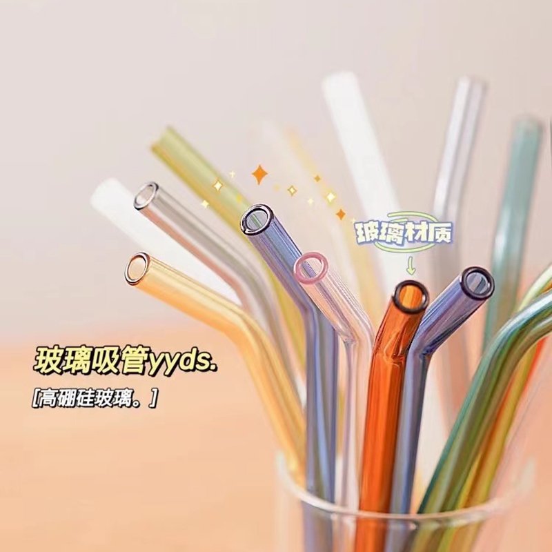 Glass straw, food grade, environmentally friendly, high-temperature ...