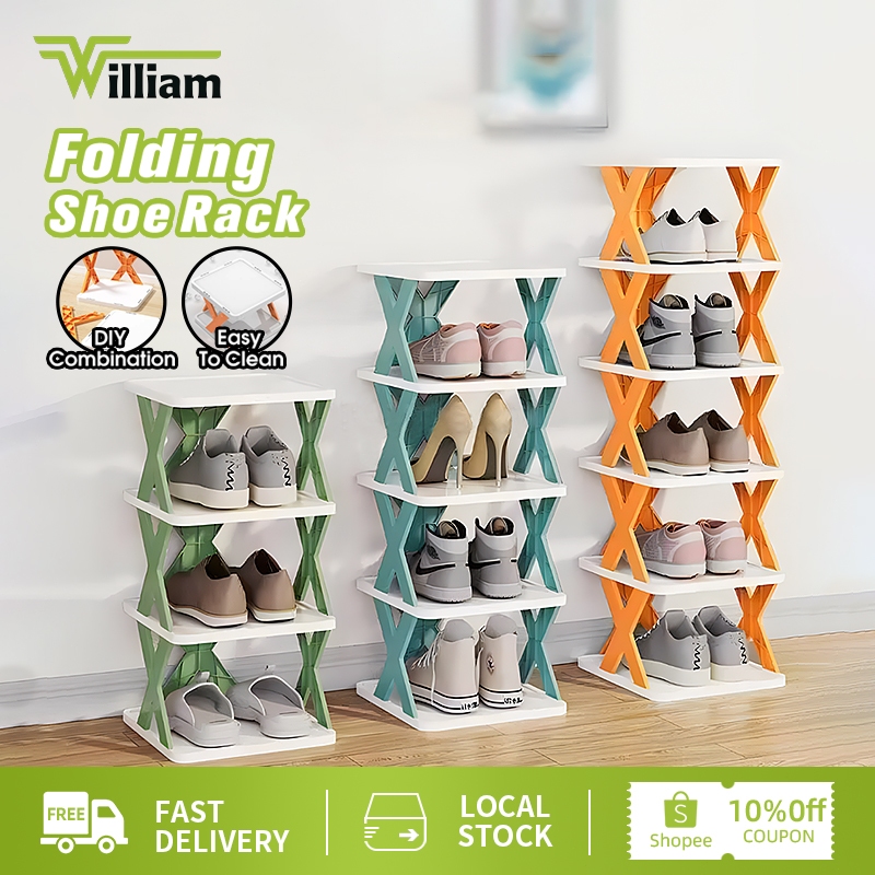 William 6 Layer foldable Shoes Rack Tier Colored Stackable Shoes ...