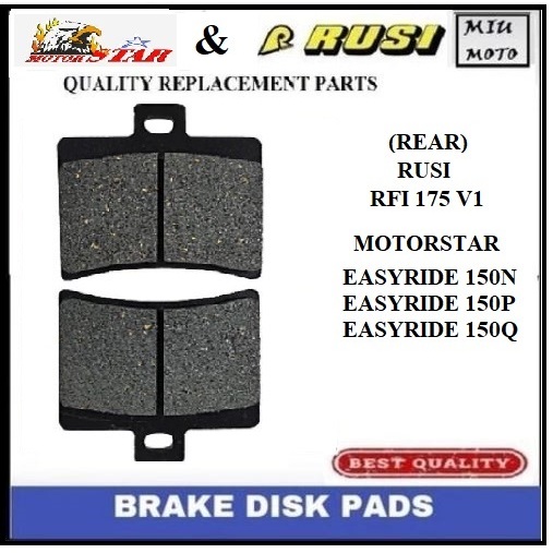 RFI 175 V1 REAR EASY RIDE 150N 150P 150Q BRAKE PAD DISC - MIUMOTO ...