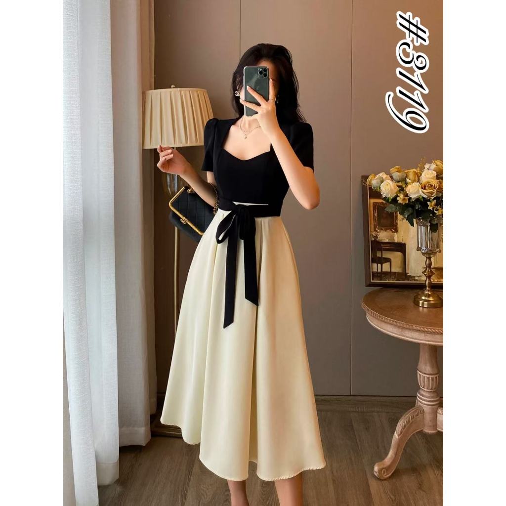 FF Square collar dress summer new Hepburn wind senior sense of ...