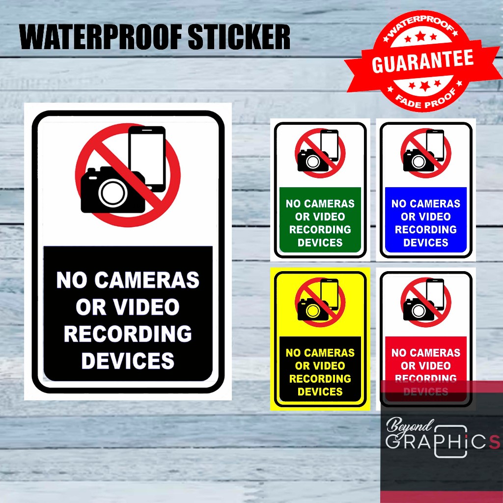 Beyond Graphics No Cameras Allowed Sticker PVC Sintra Sign Waterprrof ...