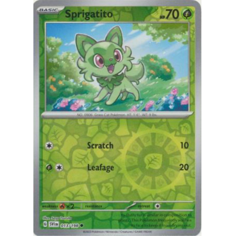 Sprigatito - 013/198 - Common Non Holo and Reverse Holo - Scarlet ...