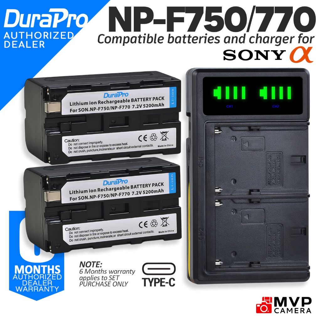 DURAPRO NP-F750 NPF750 NP-F770 NPF770 Battery for Sony USB C Dual ...