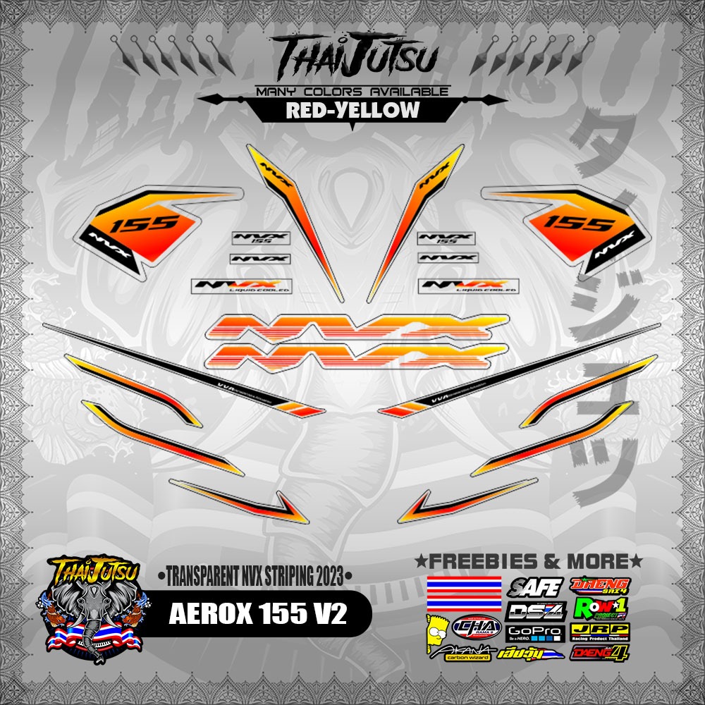 【PREMIUM UV PRINT】TRANSPARENT AEROX 155 V2 DECALS ( NVX STRIPING 2023 ...