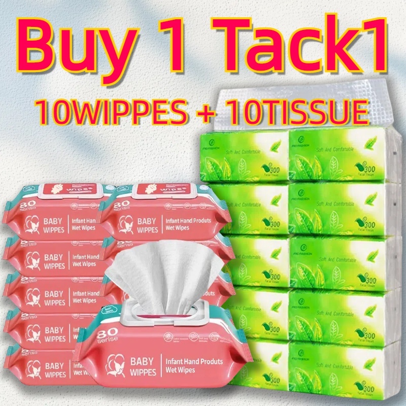 20PCS Baby Wipes And Tissue Bundle Combo Unscented Baby Wipes 10 Packs ...