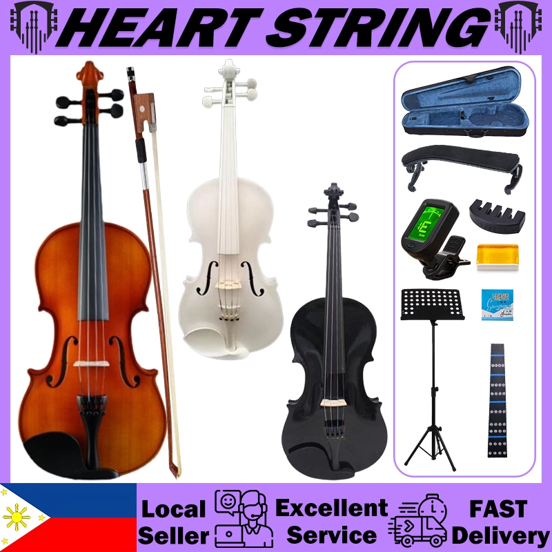 Heart String Violin Set Full Size Handmade Wooden Violin Instrument for ...