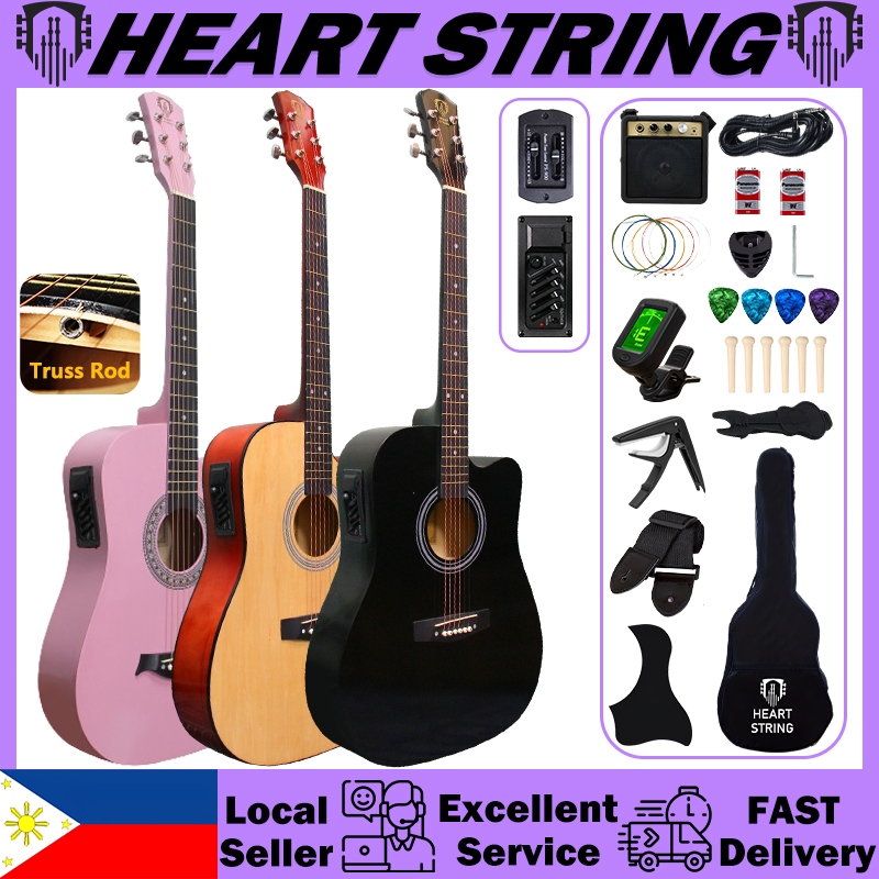 Heart String Acoustic Electric Guitar Set Beginner Low Action Guitar ...