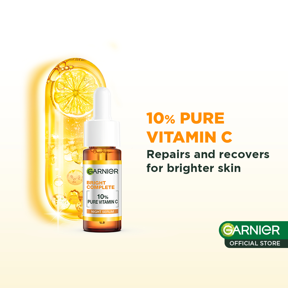 NEW Garnier 10% Pure Vitamin C Overnight Serum (15ml) - for Brightening ...