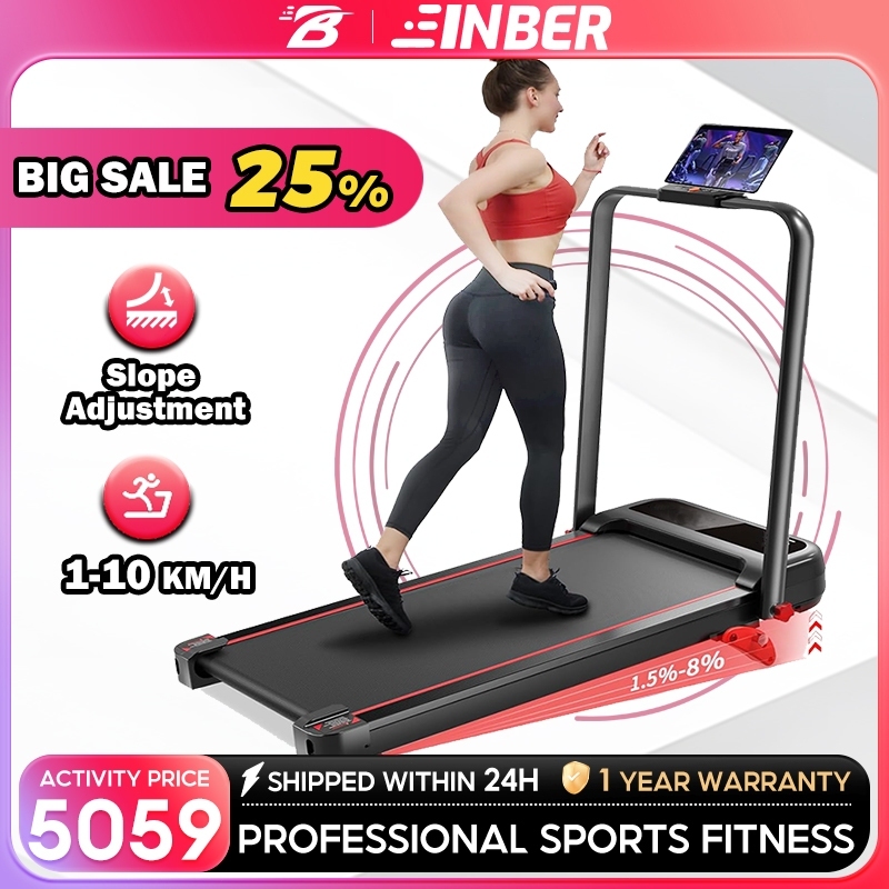 Electric Treadmill 3.5HP Foldable Walking Pad Curved Treadmill Silent ...