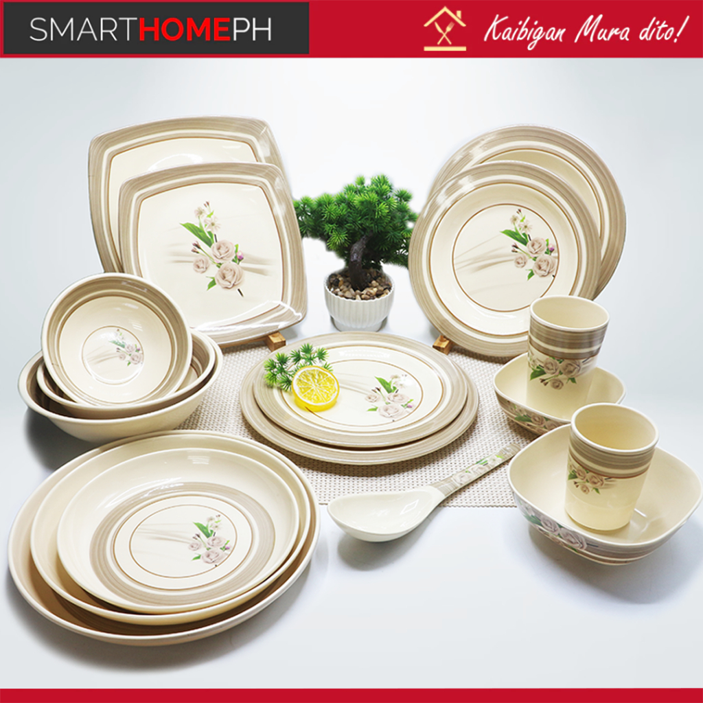 White Rose Design Melamine Plate / Bowl / Cup Dinnerware plato/mangkok ...