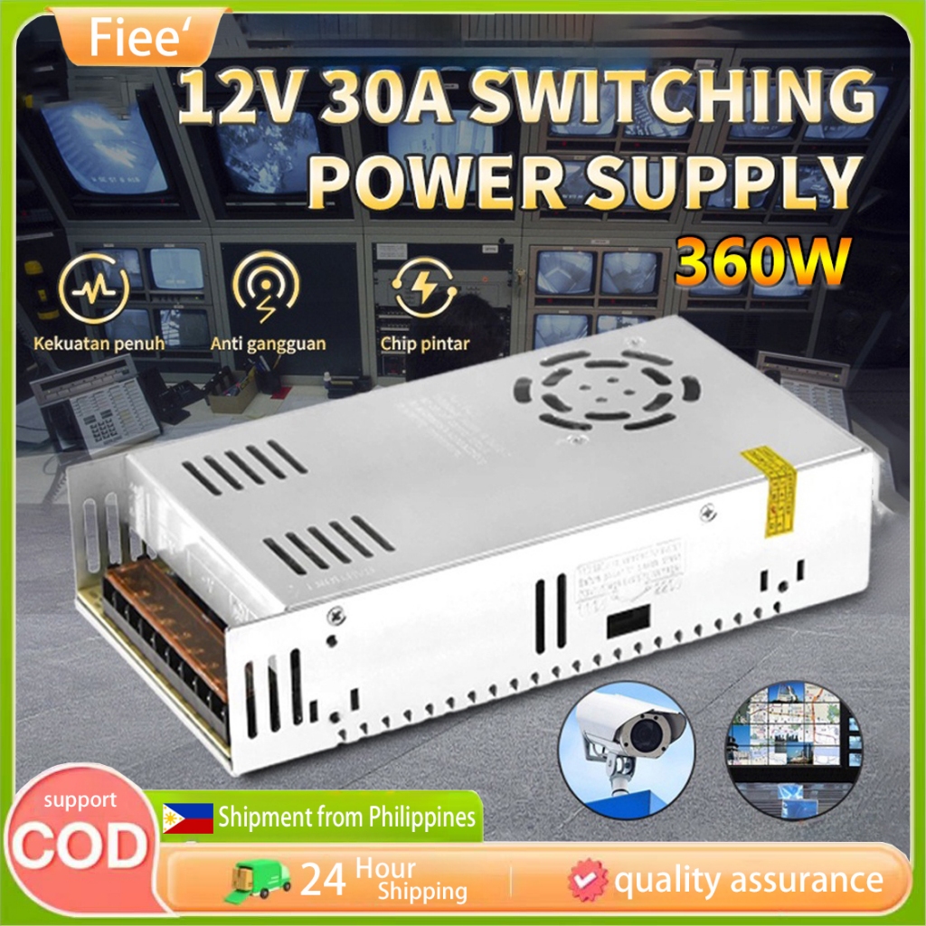 Fiee` DC 12v Power Supply 30A 360W for Radio Base 13.8V CCTV and led ...
