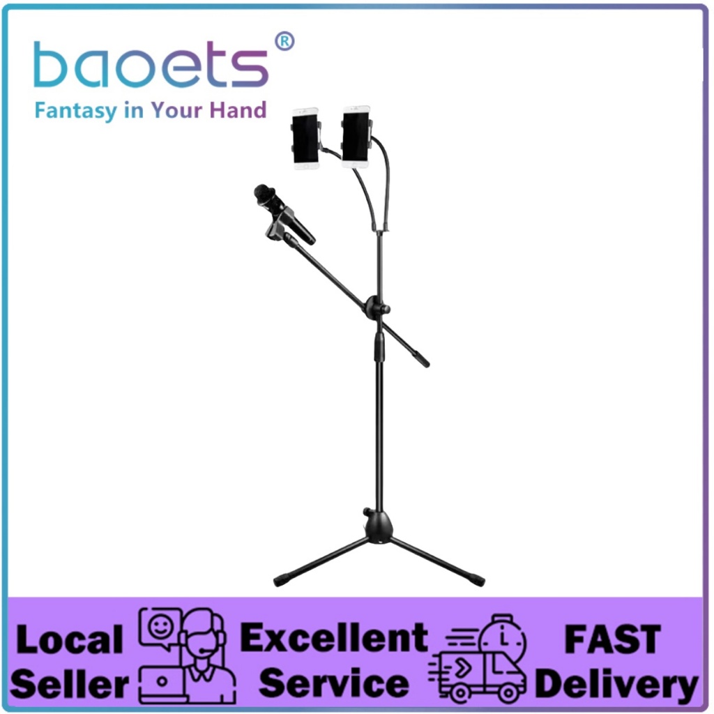Mic stand with phone holder Heavy duty microphone stand for videoke ...