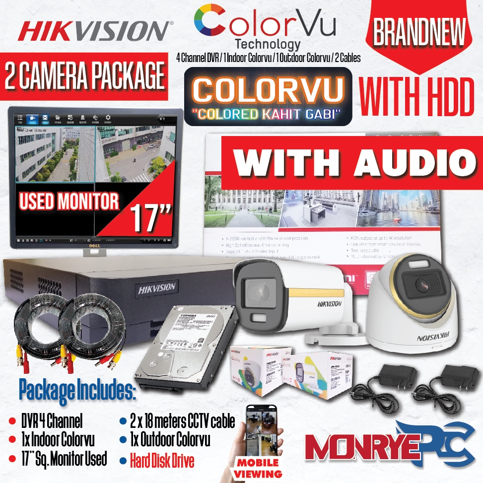 HIKVISION COLORVU WITH AUDIO CCTV PACKAGE / COLORVU 2 CAMERAS / WITH ...