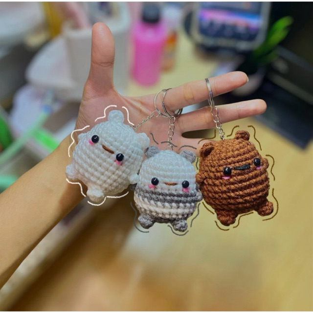 MINI BEARS Crochet KEYCHAIN (we bare bears) | Shopee Philippines