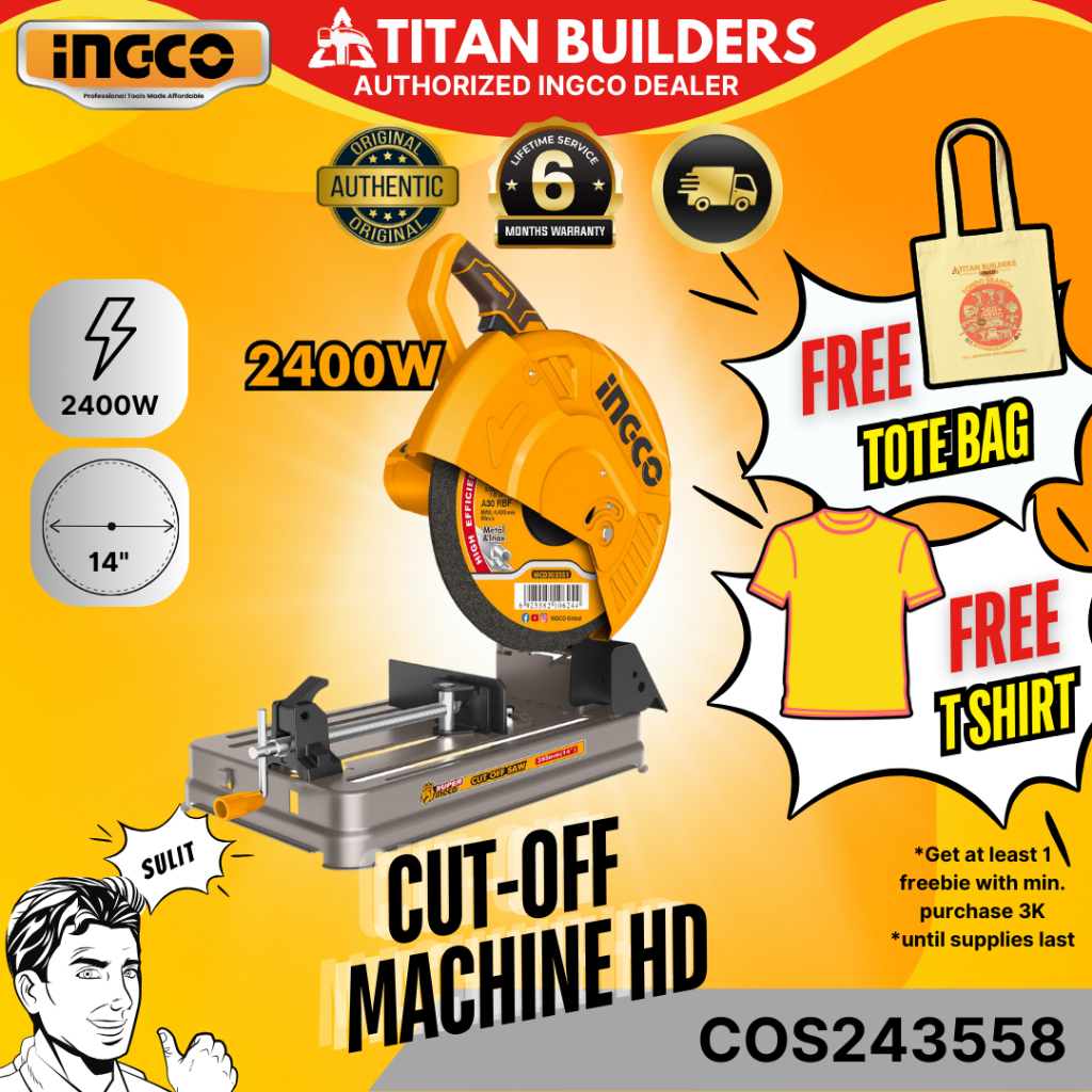 Ingco by Titan Cut-Off Machine HD 2400W 355mm Max Cut 100mm with ...