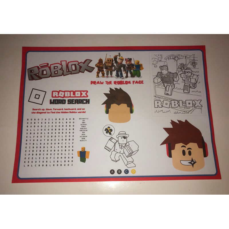 Roblox Party Placemat with Activity 10 pcs per set | Shopee Philippines