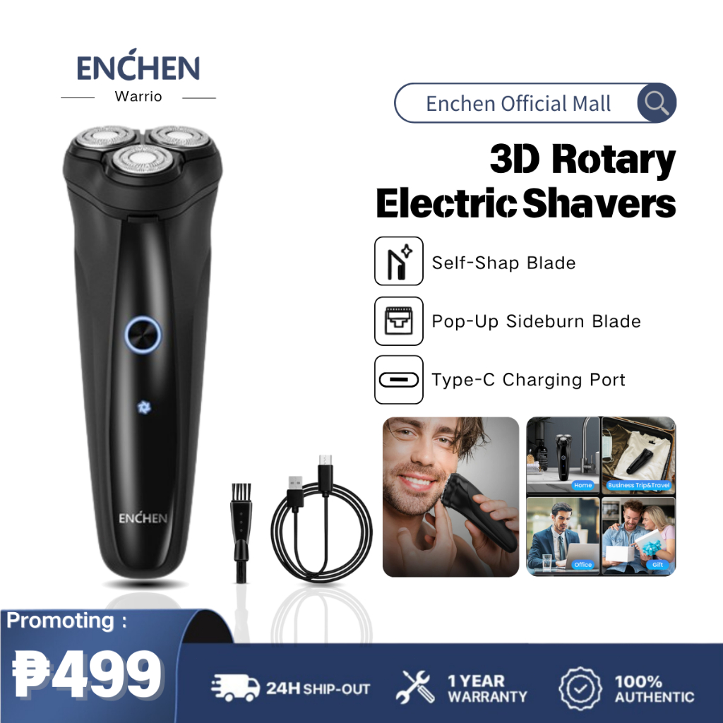 ENCHEN Flexiable 3D Rotary Electric Shaver Warrior Wet&Dry Shave ...