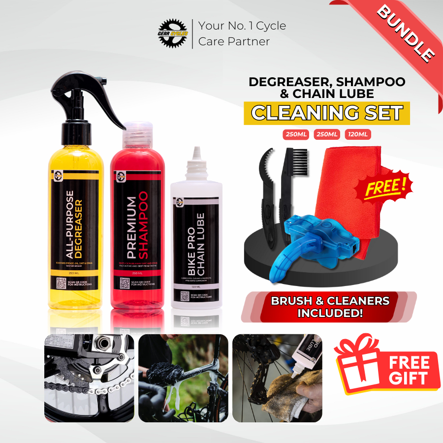 (BUNDLE) Gear Cycles Degreaser Shampoo Chain Lube Chain Cleaner Brush Set Drivetrain Cleaning ...