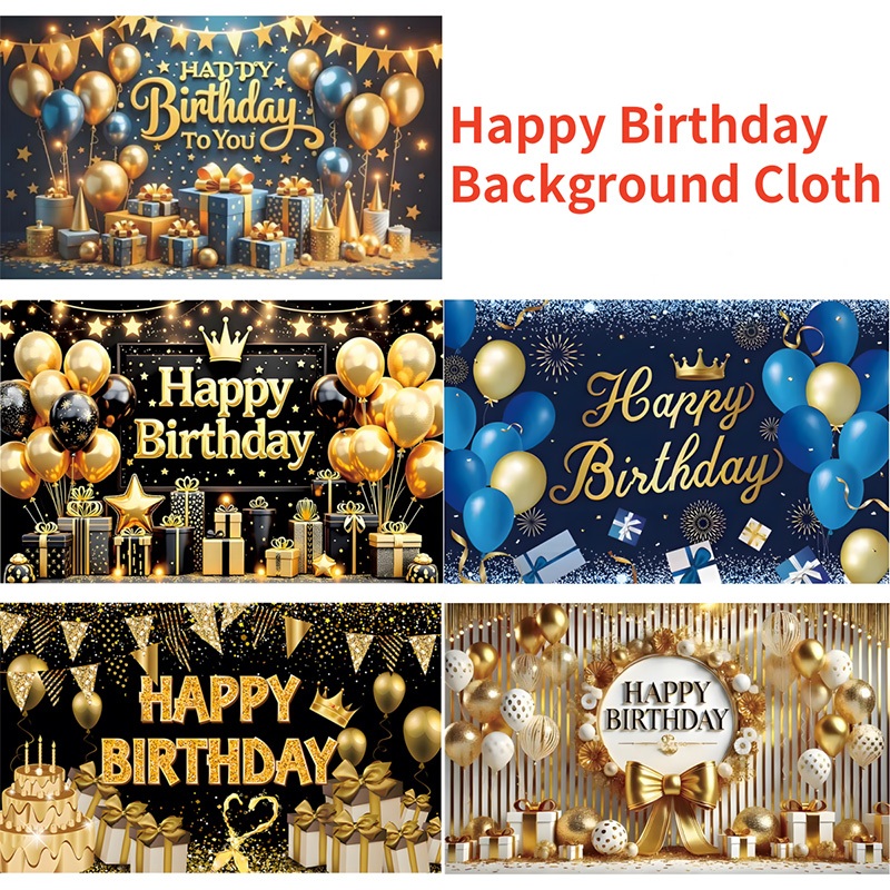 125*80CM Happy Birthday Backdrop Design Birthday Banner Backdrop For ...