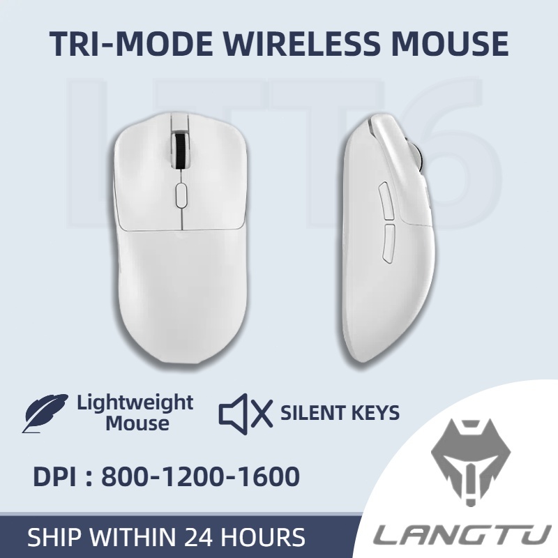 LANGTU T6 2.4G Bluetooth Wired Tri-Mode Wireless Mouse 66g lightweight ...